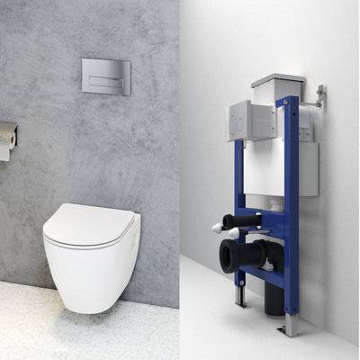 Probaty Bathrooms 0.82M Concealed Cistern Frame Wall Hung Toilet Round ...
