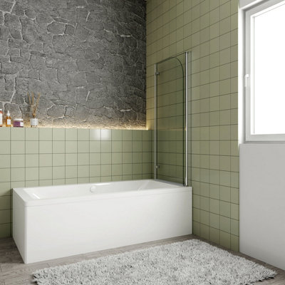 Probaty Bathrooms 1000x1400mm Over Bath Shower Screen Pivot Hinged 2 ...