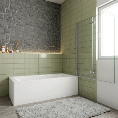 Probaty Bathrooms 1200x1400mm Over Bath Shower Screen Pivot Hinged 2 ...