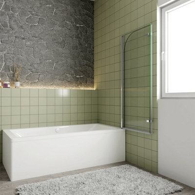 Probaty Bathrooms 900x1400mm Over Bath Shower Screen Pivot Hinged 2 ...