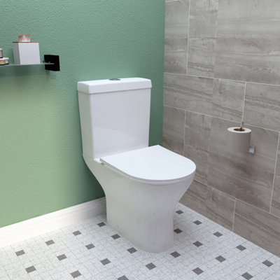 Probaty Bathrooms Modern Round Close Coupled Toilet Short Projection ...
