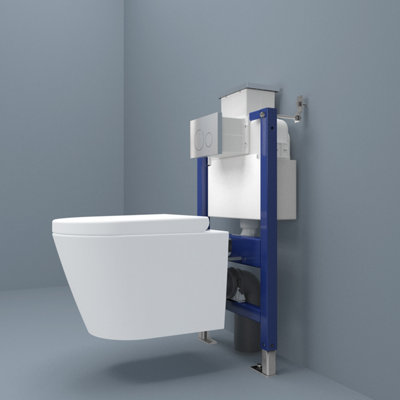 Probaty Bathrooms Rimless Round Wall Hung Toilet Soft Close Seat 0.82M ...