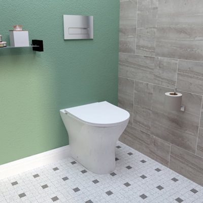 Probaty Bathrooms Round Back To Wall Toilet Slim Soft Close Seat Modern ...