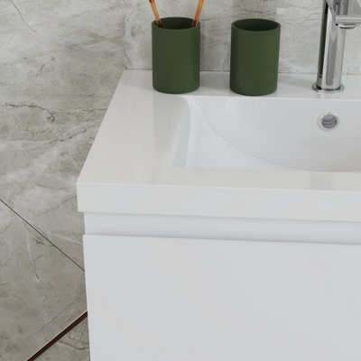 Probaty Bathrooms Vanity Unit Matte White MDF,600x385x520MM,Wall ...