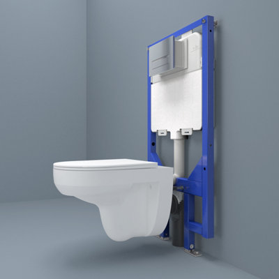 Probaty Bathrooms Wall Hung Toilet Rimless Round Slim UF Soft Close ...