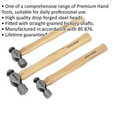 Professional 3 Piece Ball Pein Hammer Set with Hickory Shafts - 12oz ...