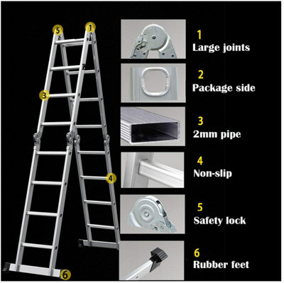 Professional 4.7M/15.4FT and 3.5M/11.5FT 14-in-1 Aluminium Combination ...