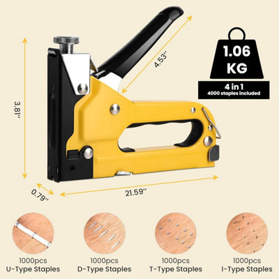Professional 4-in-1 Heavy Duty Staple Gun, Manual Hand Operated Stapler ...
