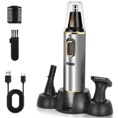 Professional 4-in-1 USB Rechargeable Nose Hair Trimmer for Men, IPX7 ...