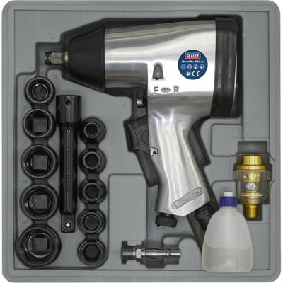 Professional Air Impact Wrench Kit with 10 Sockets and Extension Bar