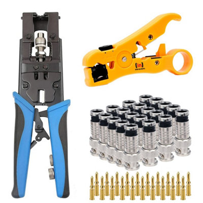 Professional BNC Compression Tool with 20 BNC Compression Connectors ...