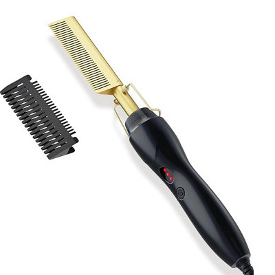 Professional Ceramic Hot Comb Hair Straightener Brush for Afro & Curly Hair