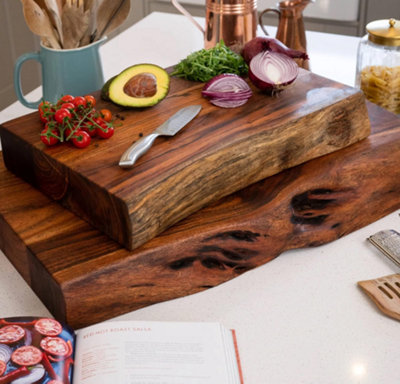 Professional Chef Live Edge Acacia Wood Chopping Board Large