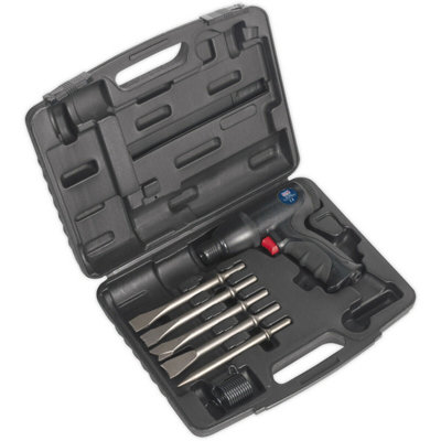 Professional Composite Air Hammer Kit with 5 Chisels and Storage Case