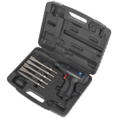 Professional Composite Air Hammer Kit with 5 Chisels and Storage Case