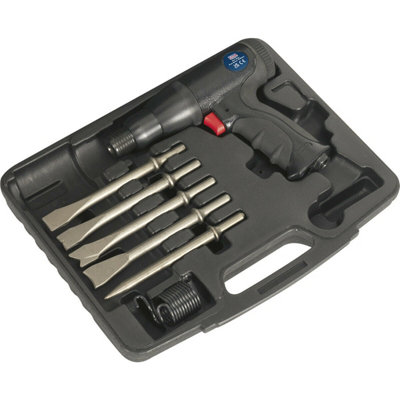 Professional Composite Air Hammer Kit with 5 Steel Chisels and Storage Case