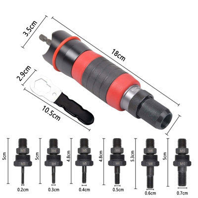 Professional Electric Drill Rivet Rivnut Nut Gun Adapter Insert Tool ...