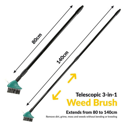 Professional Extendable Weed & Moss Remover Dual-Attachment Brush ...