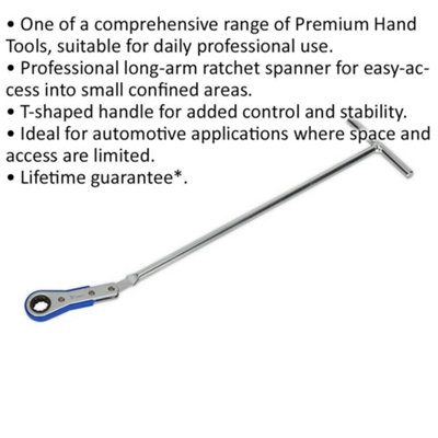 Professional Extra Long Ratchet Ring Socket Spanner - 12mm x 370mm with ...