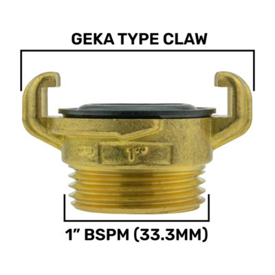 Professional Geka type brass claw hose connectors/fittings, (1" bsp male)