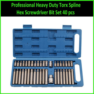 Professional Heavy Duty Torx Spline Hex Screwdriver Bit Set 40 pcs