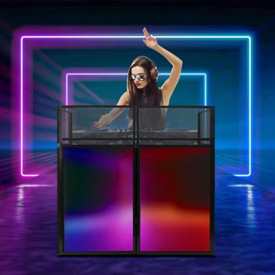 Professional Mobile DJ Booth Deck Stand Screen Facade Mixer Laptop DJ ...