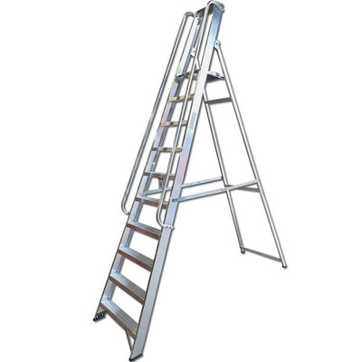 Professional Platform Step Ladders with Handrails 10 Treads