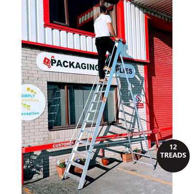 Professional Platform Step Ladders with Handrails 12 Treads