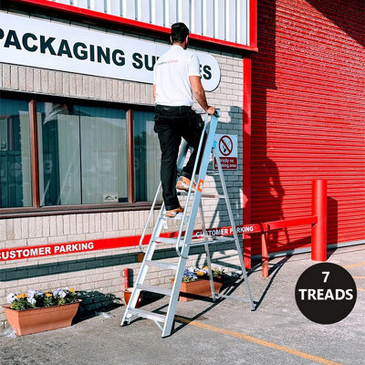 Professional Platform Step Ladders with Handrails 7 Treads