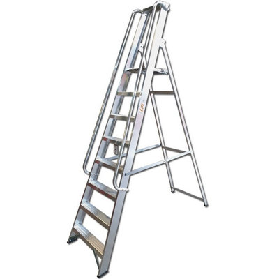 Professional Platform Step Ladders with Handrails 8 Treads