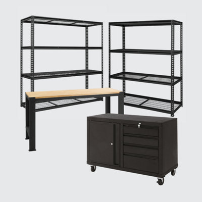 Professional Workshop Garage Workbench Shelving Storage Heavy Duty ...