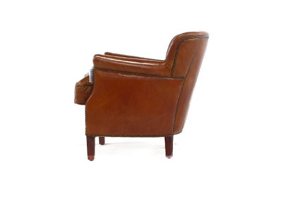 Professor Armchair Vintage Distressed Tan Real Leather