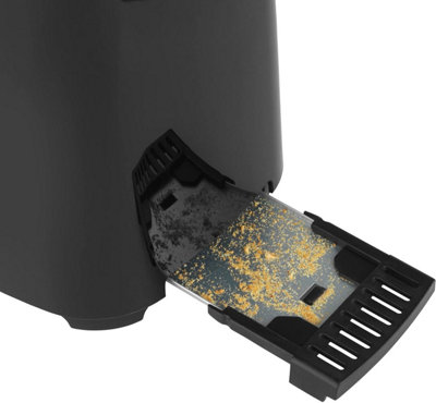 Progress 2 Slice Toaster, Removable Crumb Tray, Black/Gold