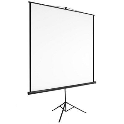 Projector Screen - extendable, with sturdy, foldable tripod, for HD and 3D 178 x 178 cm - white
