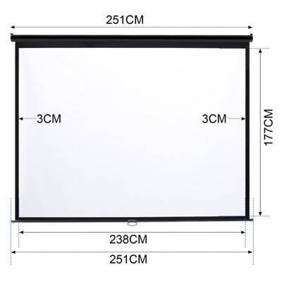 Projector Screen with Manual Pull Down for Home Theater 120 Inch 4:3