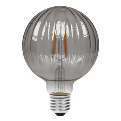 Prolite LED Ribbed Globe 4W E27 Dimmable Funky Filaments Extra Warm ...
