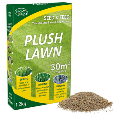 Pronto Seed Plush Lawn Grass Seed & Fertiliser Mix - 1.2kg, Covers 30m²