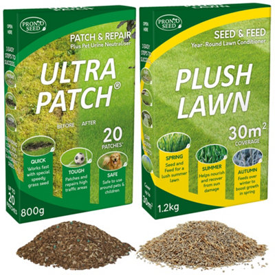Pronto Seed Restore Lawn Bundle Pack - Plush Lawn 1.2kg & Ultra Patch ...