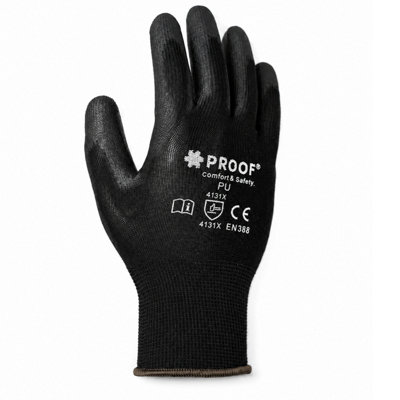 PROOF Black PU (1 Pair) Coated Work Gloves Size 9 / L - DIY Garden ...