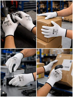 PROOF White PU (10 Pairs) Coated Work Gloves Size 8 (M) - DIY Garden ...
