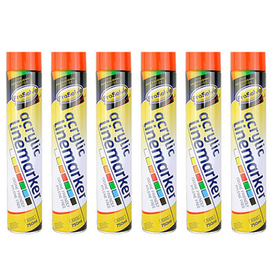 Prosolve Orange 750ml Temporary Linemarker Paint Pack of 6 Cans