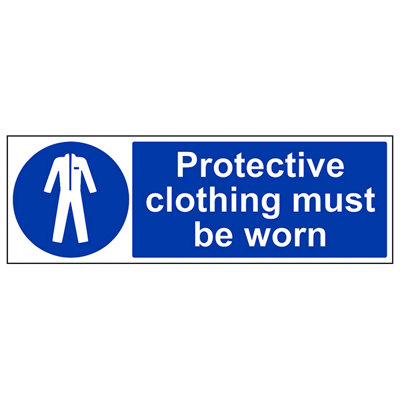 Protective Clothing Must Be Worn Sign - Adhesive Vinyl 300x100mm (x3 ...