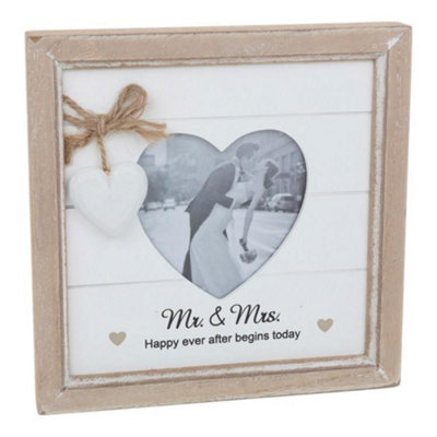 Provence Message Heart Photo Frame - Mr & Mrs