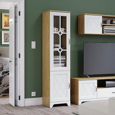 Provenza Rustic Style Display Unit - Stone Oak / White Matt