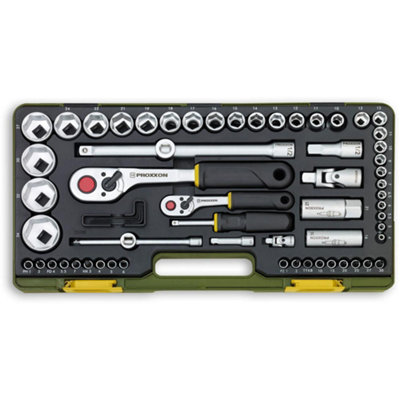 PROXXON 65 Piece Metric Socket Set (1/4" & 1/2")