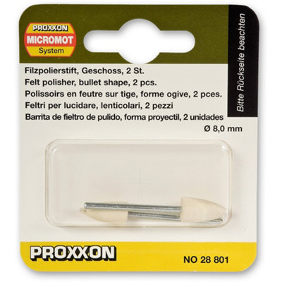Proxxon Felt Polishing Bullet Tips (Pkt 2)