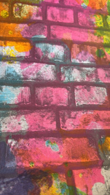 PS Brick Wall Effect Colour Splash Multicolour Wallpaper 0523220