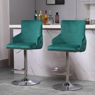 PS Global Adjustable Swivel Barstool Gas Lift, Plush Velvet, T-Bar ...