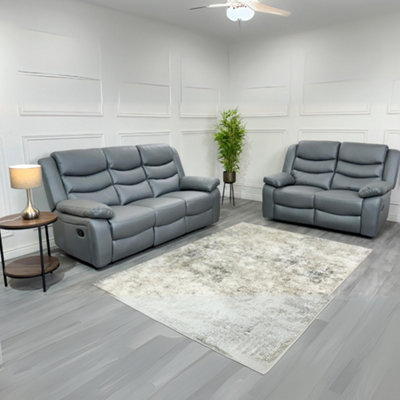 PS Global Aria 3+2 Seater Manual Reclining Sofa Suite (Grey) | DIY at B&Q