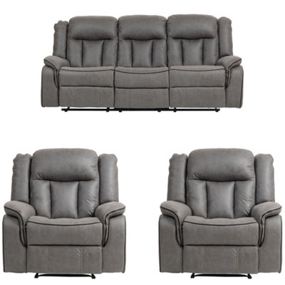 PS Global California 3+1+1 Fabric Reclining Sofa (Light Tan)